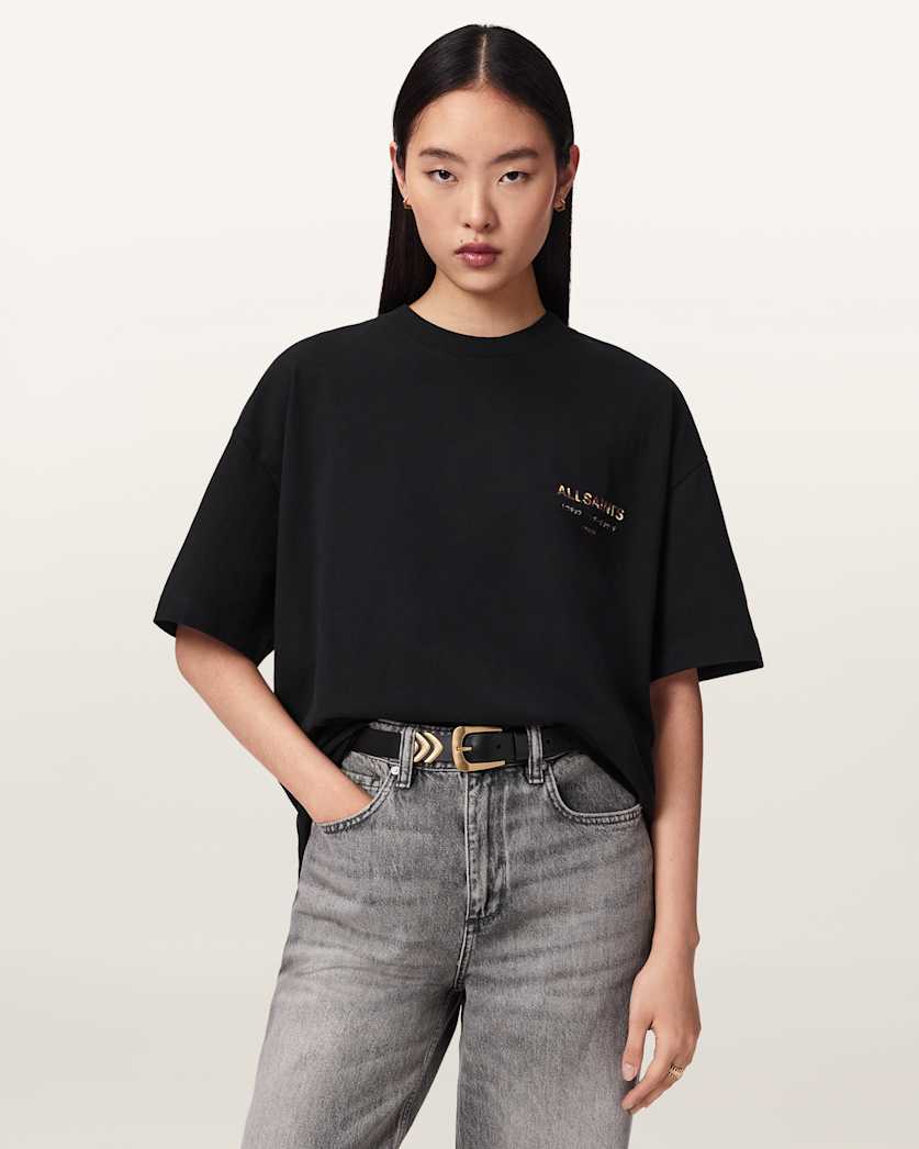 Underground Etta Cow Print Fit T-Shirt BLACK/COW PRINT | ALLSAINTS